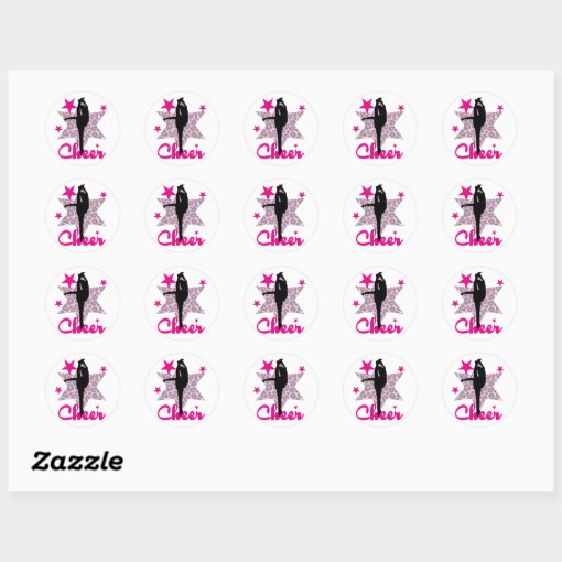 Pink cheerleader classic round sticker | Zazzle