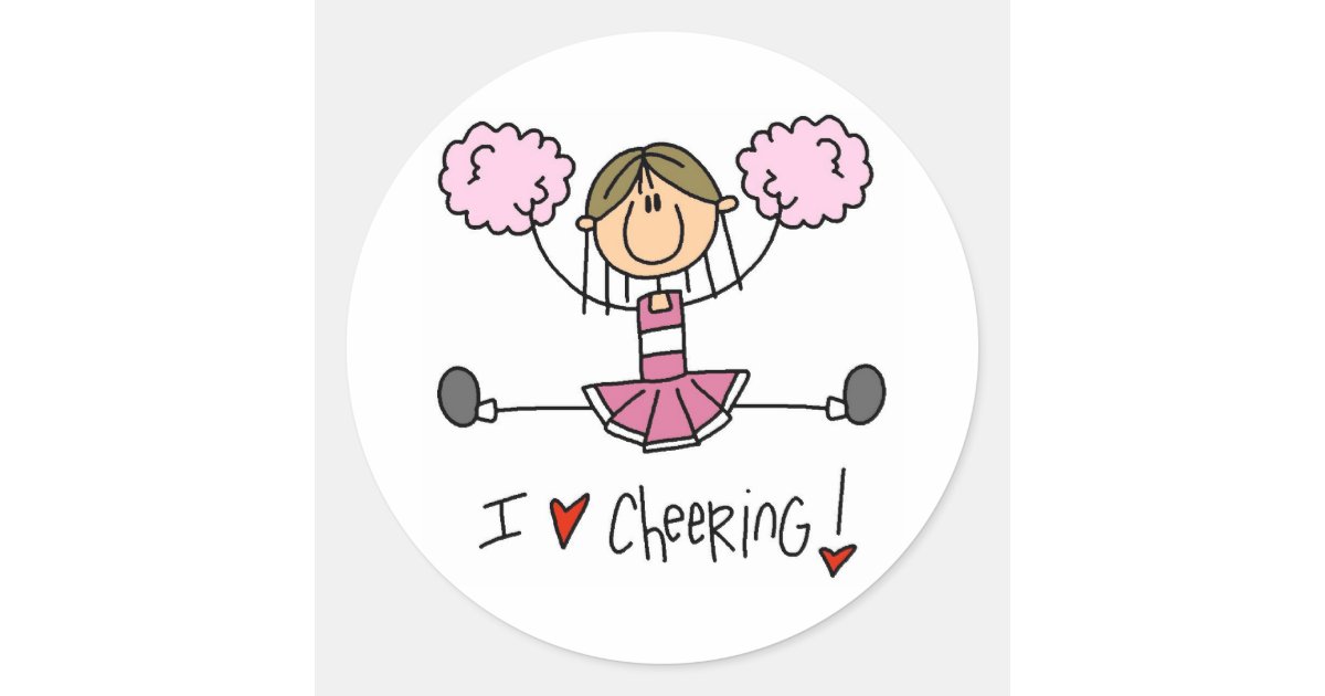 Pink Cheerleader Classic Round Sticker | Zazzle