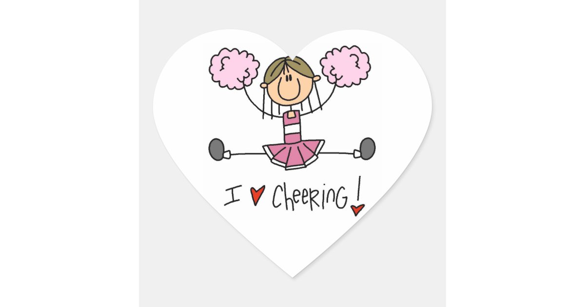 Pink Cheerleader Heart Sticker | Zazzle