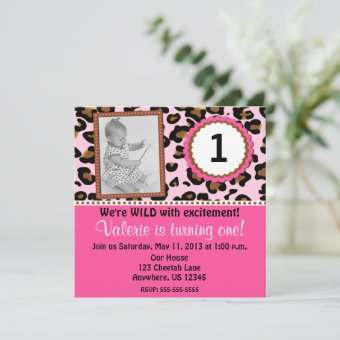 Pink Cheetah Print Girls Birthday Invitation | Zazzle