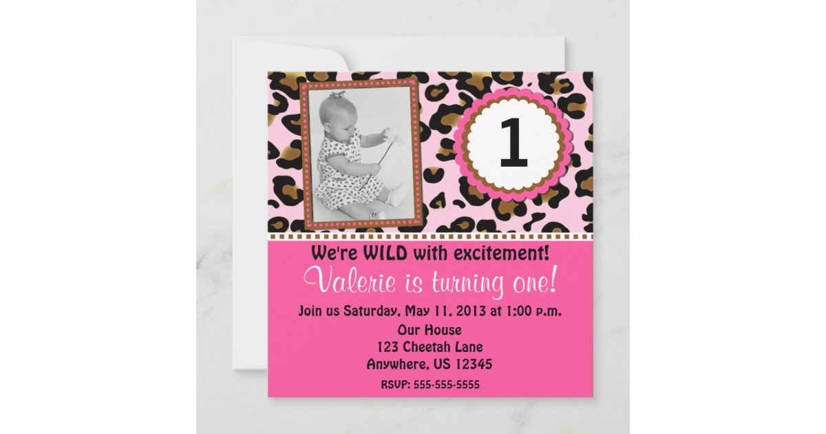 Pink Cheetah Print Girls Birthday Invitation | Zazzle