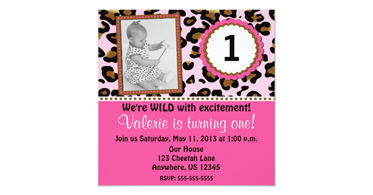 Pink Cheetah Print Girls Birthday Invitation | Zazzle.com