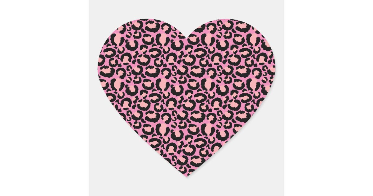 Pink Cheetah Print Heart Sticker | Zazzle