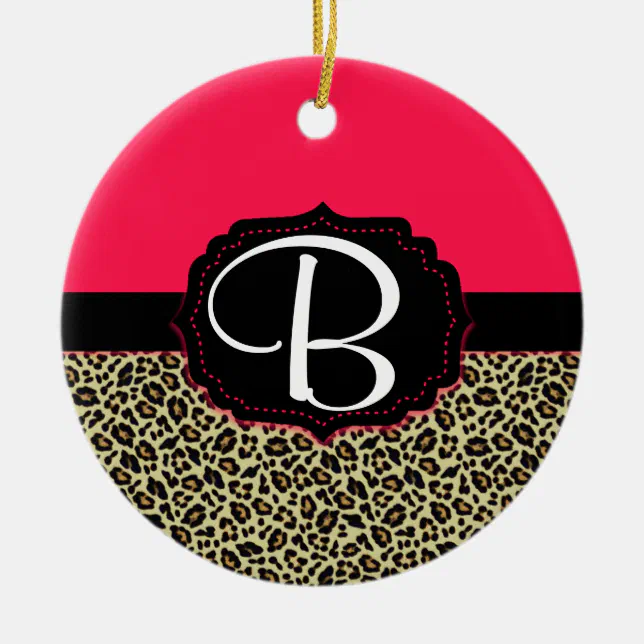 Pink & Cheetah Print Monogram Ornament | Zazzle
