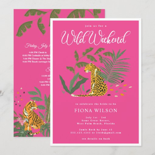 Pink Cheetah Wild Bachelorette Weekend Invitation | Zazzle