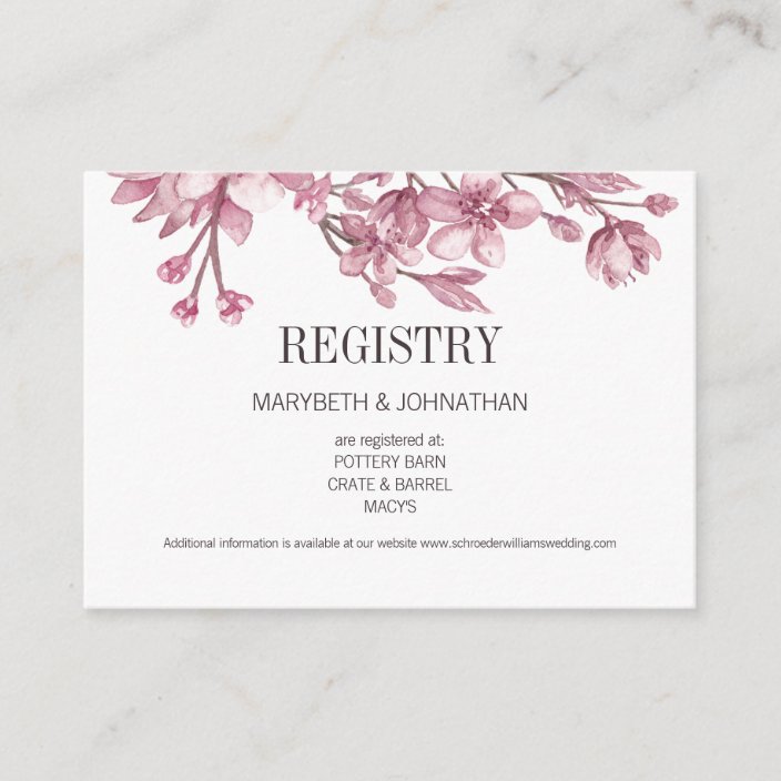 Pink Cherry Blossom Floral Registry Enclosure Card | Zazzle.com