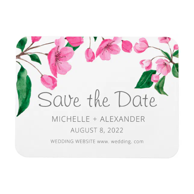 Pink Cherry Blossom. Floral Spring save the date Magnet | Zazzle