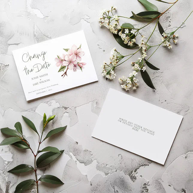 Pink cherry blossom flower change the date save the date | Zazzle