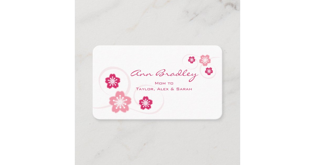 Pink Cherry Blossom Mom Calling Card | Zazzle