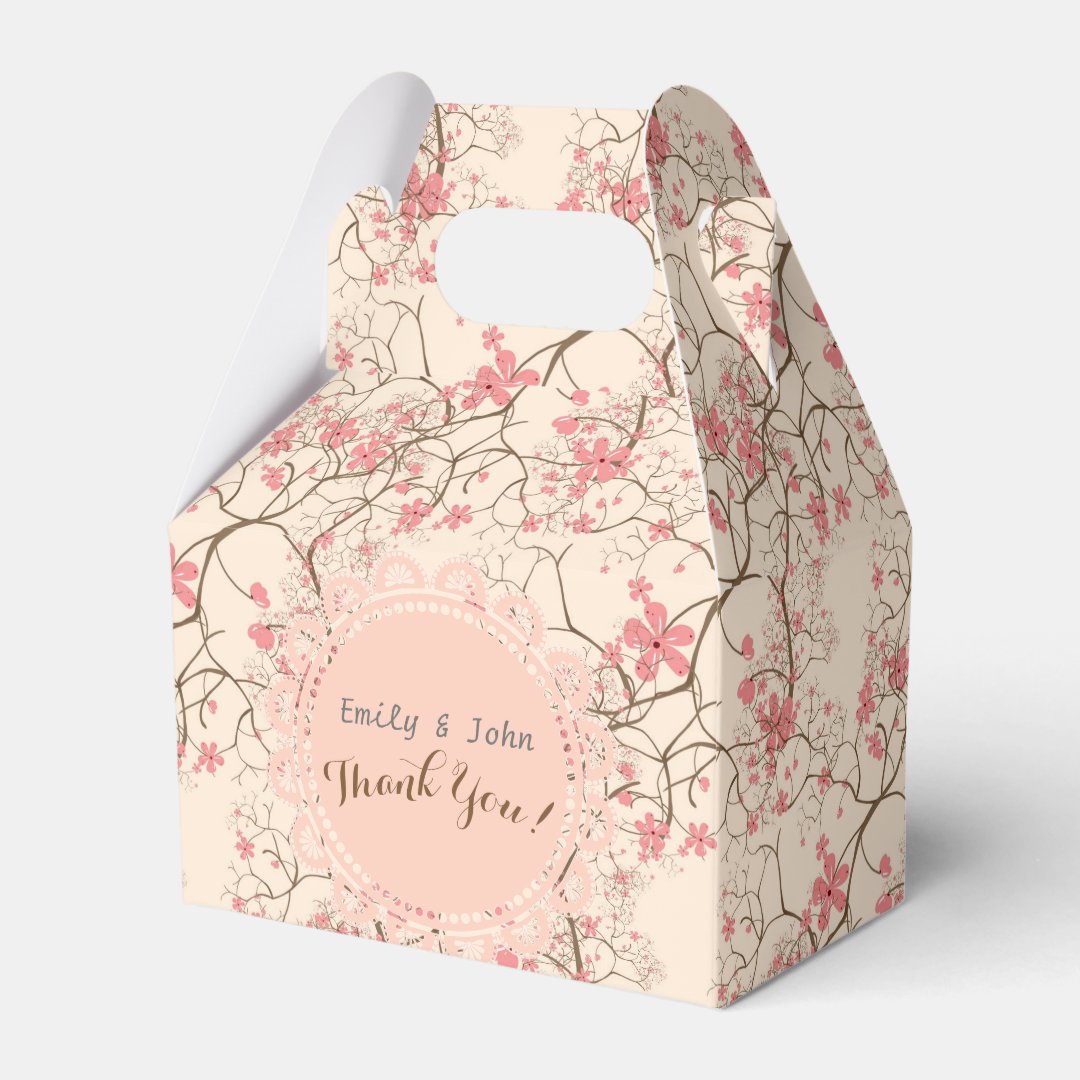Pink Cherry Blossom Personalized Gable Box | Zazzle