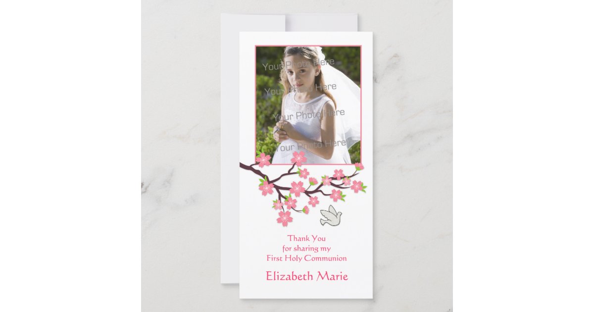 Pink Cherry Blossoms, Dove, Religious Photo Card | Zazzle