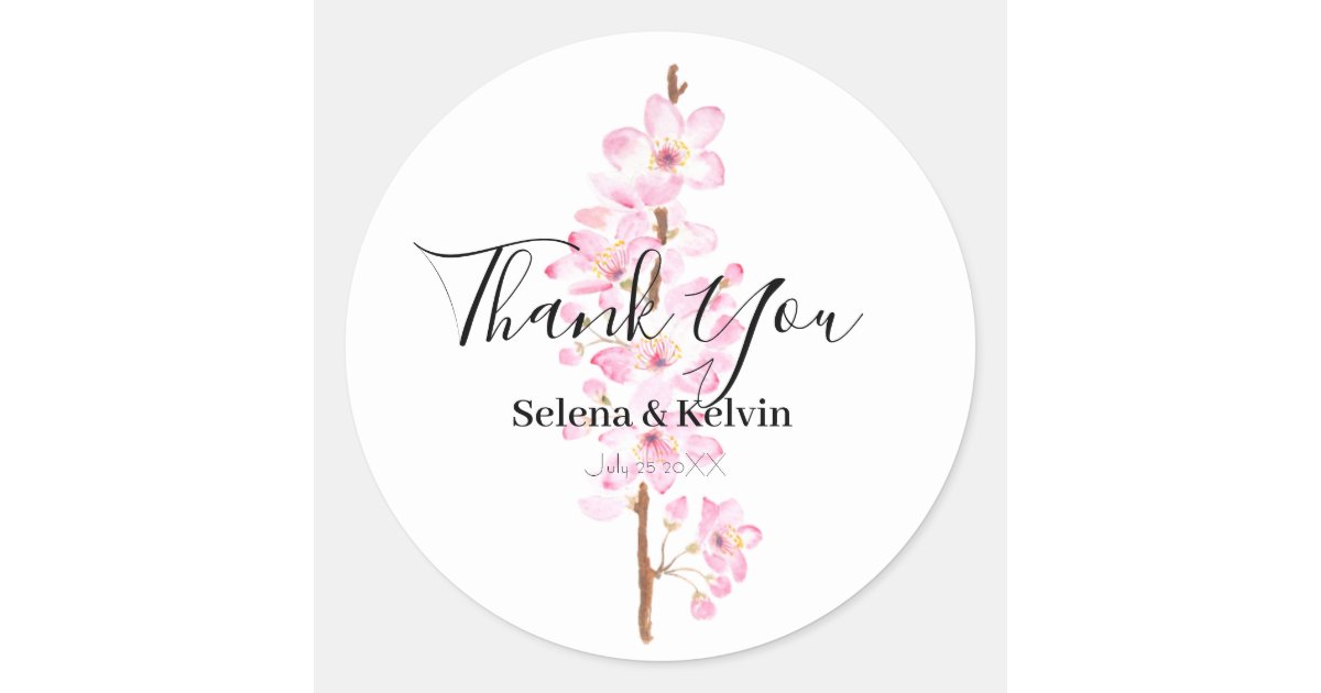 Pink Cherry blossoms flower round sticker | Zazzle