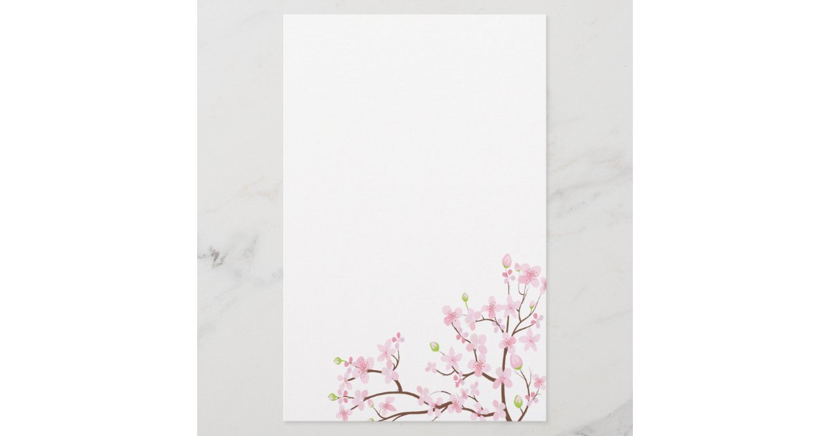 Pink Cherry Blossoms Stationery | Zazzle
