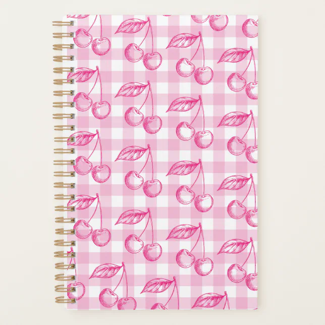 Pink Cherry Coquette Aesthetic Planner | Zazzle