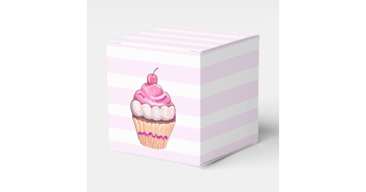 Pink Cherry Cupcake Box | Zazzle