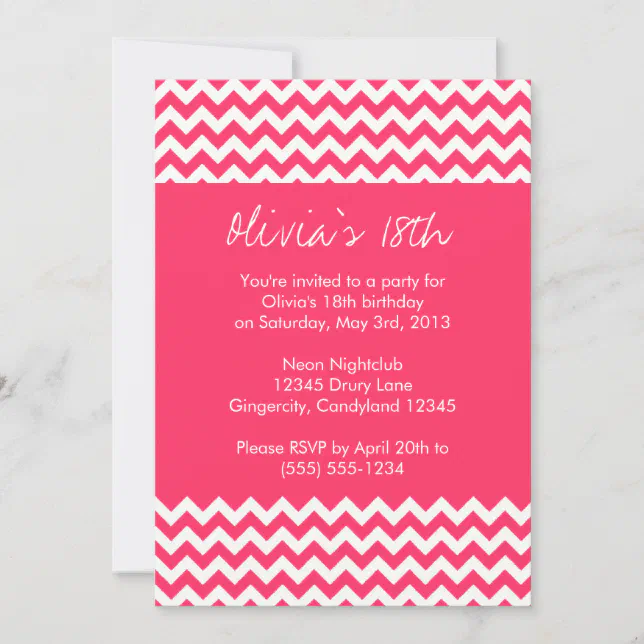 Pink Chevron Birthday Invitation | Zazzle