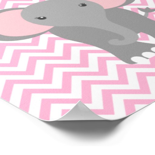 Pink Chevron Elephant Personalized Nursery Decor | Zazzle