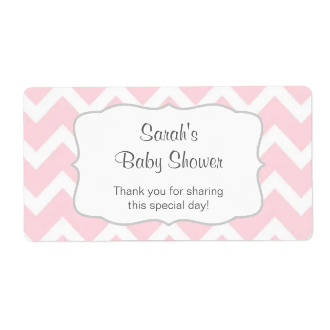 Pink Chevron Water Bottle or favor u customize Label | Zazzle