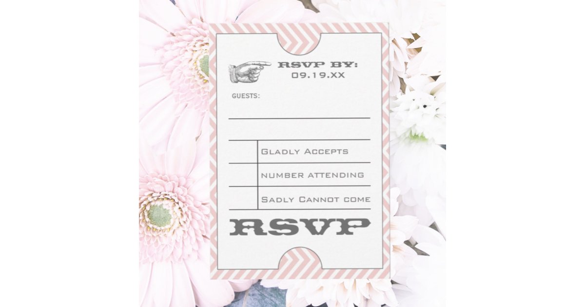 Pink Chevron Zig Zag Vintage Modern Ticket Wedding Invitation | Zazzle