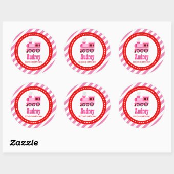Pink Choo Choo Train Birthday Baby Shower Classic Round Sticker | Zazzle