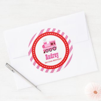 Pink Choo Choo Train Birthday Baby Shower Classic Round Sticker | Zazzle