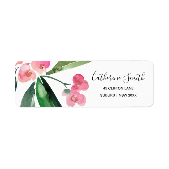 PINK CHRIST THORN CACTI BLOOM WATERCOLOR ADDRESS LABEL | Zazzle