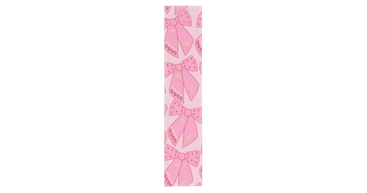 Pink Christmas Bows Short Table Runner | Zazzle