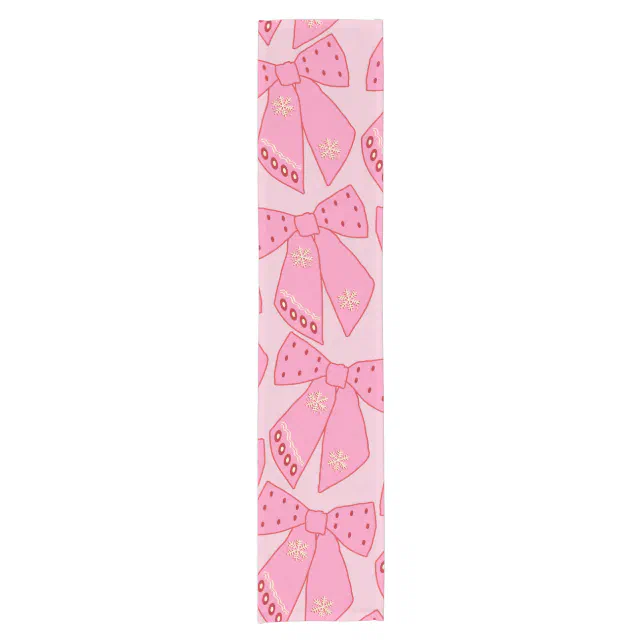 Pink Christmas Bows Short Table Runner | Zazzle