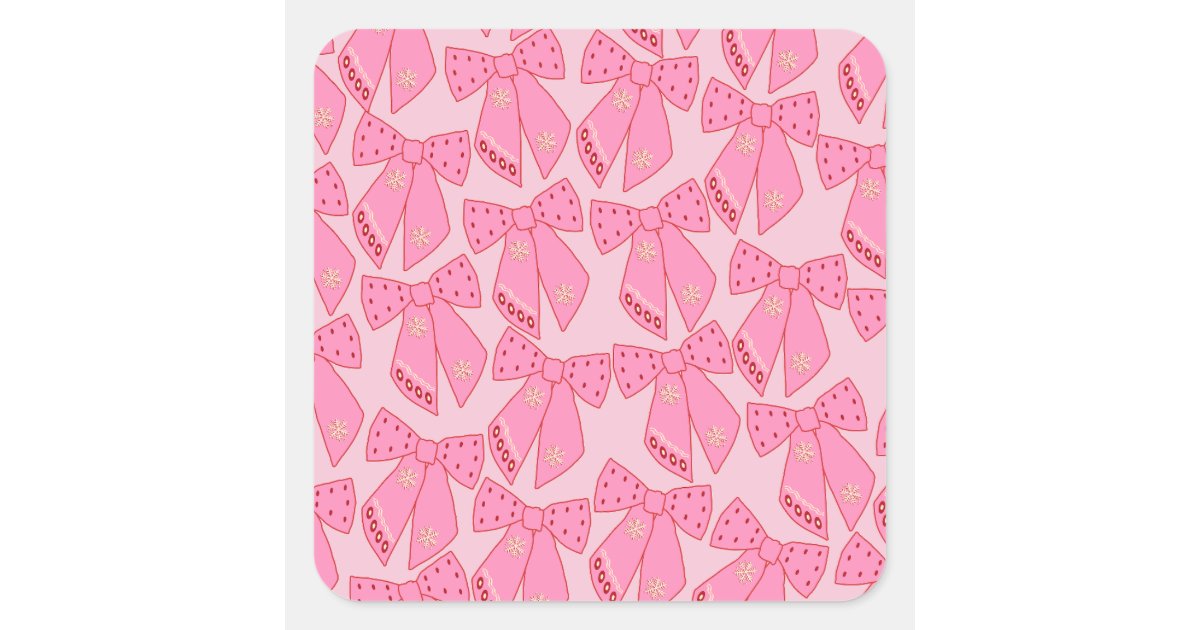 Pink Christmas Bows Square Sticker | Zazzle