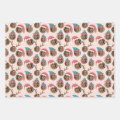 Pink Christmas Crew Three Photo Custom Wrapping Paper Sheets | Zazzle