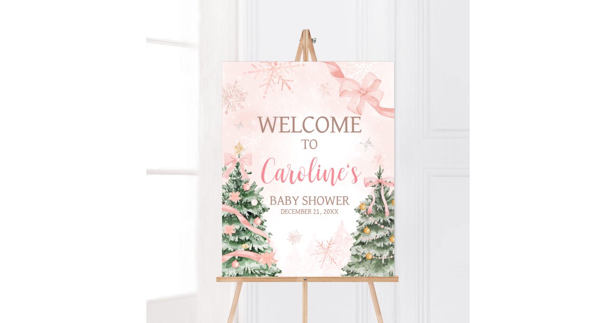 Pink Christmas It's Cold Outside Welcome Poster | Zazzle