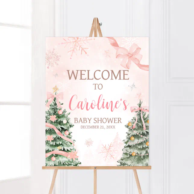 Pink Christmas It's Cold Outside Welcome Poster | Zazzle