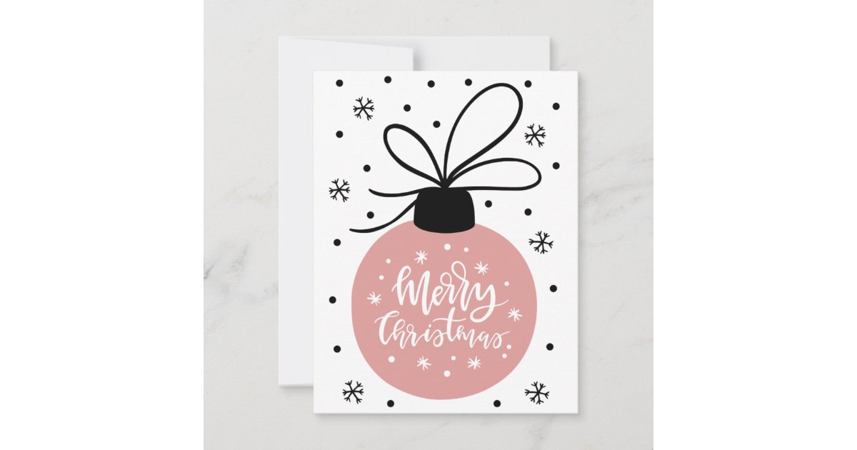 Pink Christmas Ornament Holiday Greeting Card | Zazzle