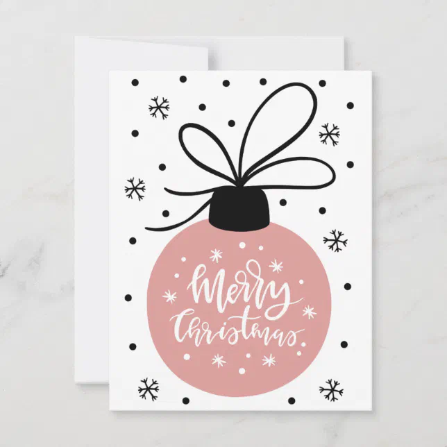 Pink Christmas Ornament Holiday Greeting Card | Zazzle