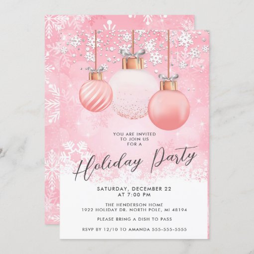 Pink Christmas Party Invitation | Zazzle