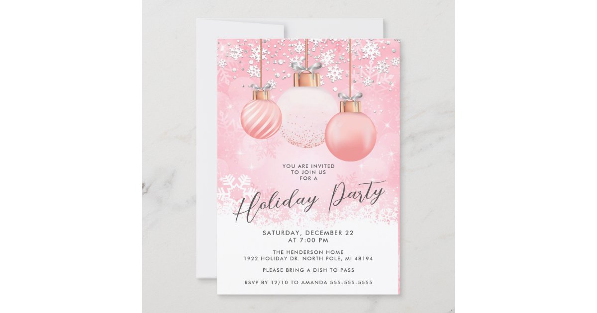 Pink Christmas Party Invitation | Zazzle