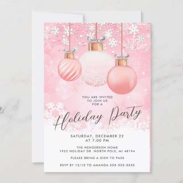 Pink Christmas Party Invitation | Zazzle