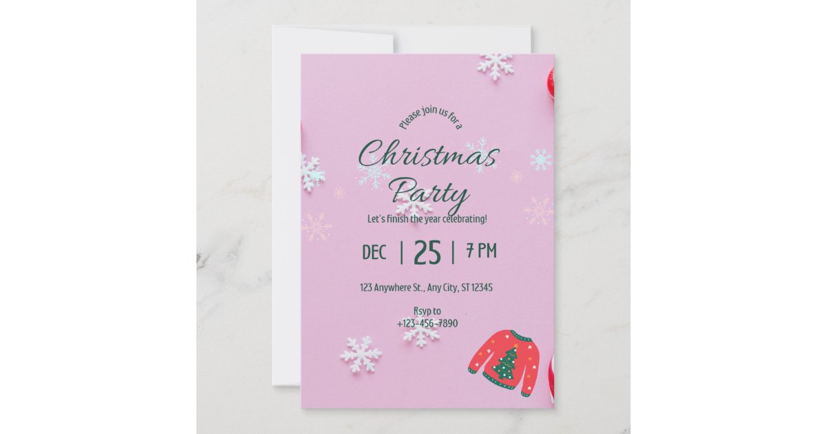 Pink Christmas Party Invitation | Zazzle