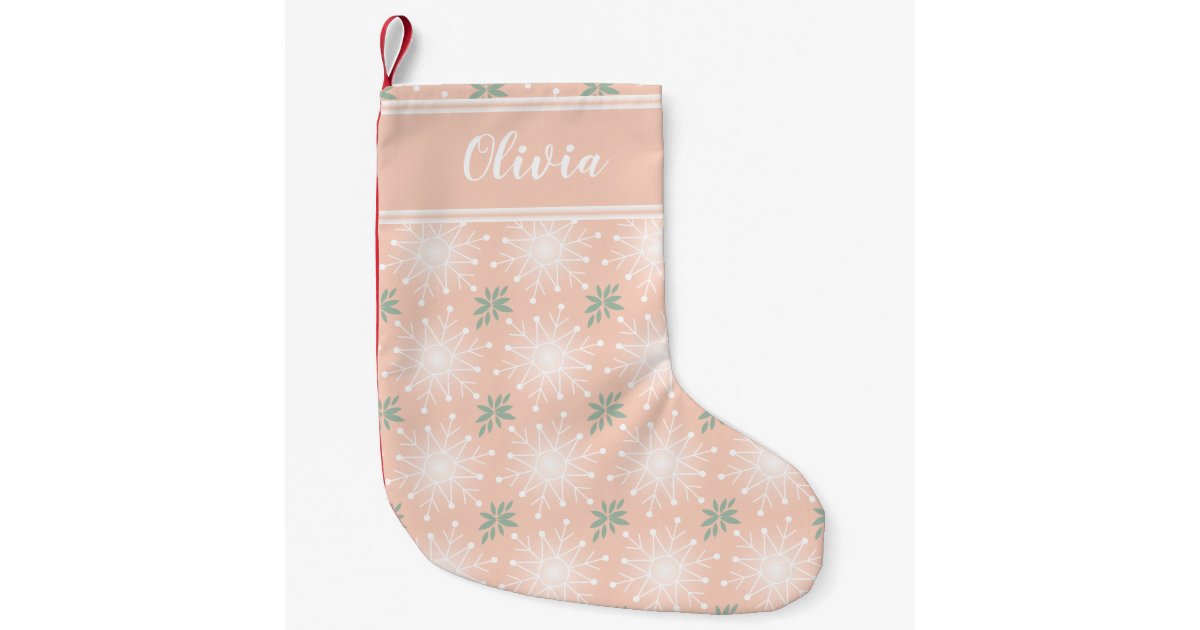 Pink Christmas personalize name stocking | Zazzle