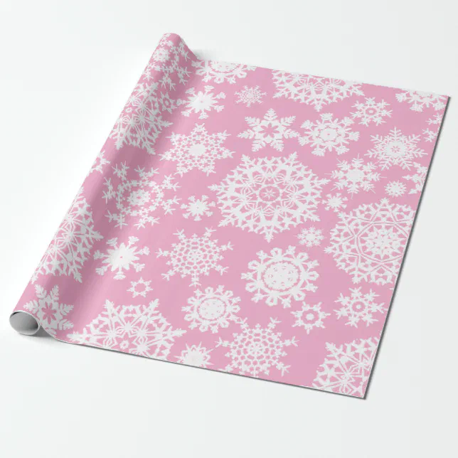Pink Christmas Snowflake Pattern wrapping paper | Zazzle