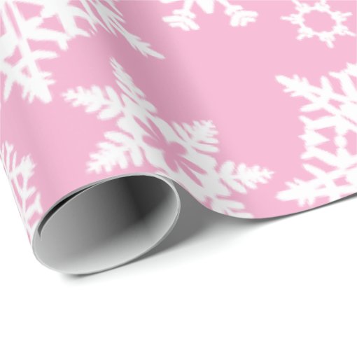 Pink Christmas Snowflake Pattern wrapping paper | Zazzle