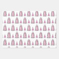 Pink Christmas Tree Pattern Glitter & Leopard Fun Wrapping Paper Sheets ...