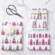 Pink Christmas Tree Pattern Glitter & Leopard Fun Wrapping Paper Sheets ...