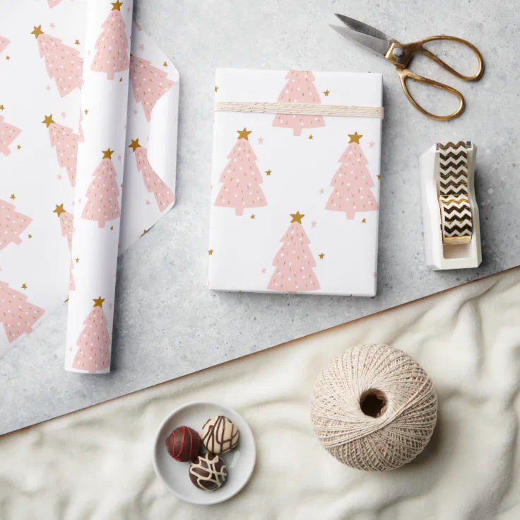 Pink Christmas tree Wrapping Wrapping Paper | Zazzle