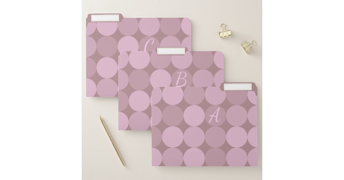 Pink Circles & Dusty Rose | Letters or Monogram File Folder | Zazzle