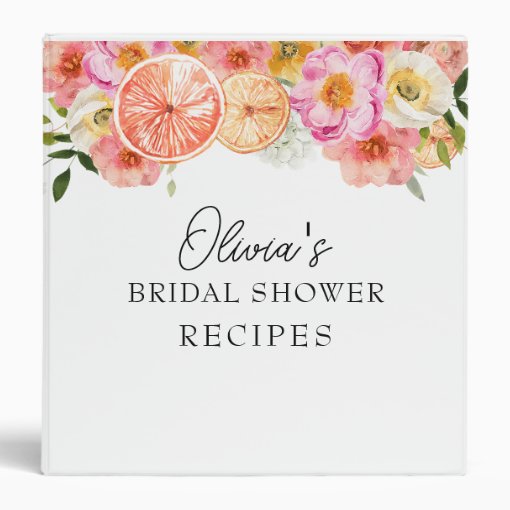 Pink Citrus Flowers Bridal Shower 3 Ring Binder | Zazzle