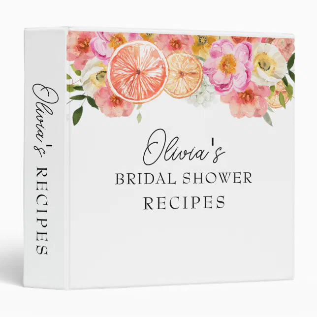 Pink Citrus Flowers Bridal Shower 3 Ring Binder | Zazzle