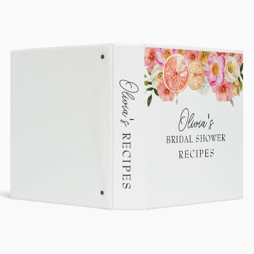 Pink Citrus Flowers Bridal Shower 3 Ring Binder | Zazzle