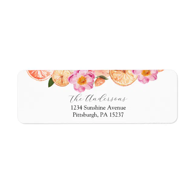 Pink Citrus Flowers Return Address Label | Zazzle
