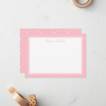 Pink Classic Frame Thank you Flat Note | Zazzle